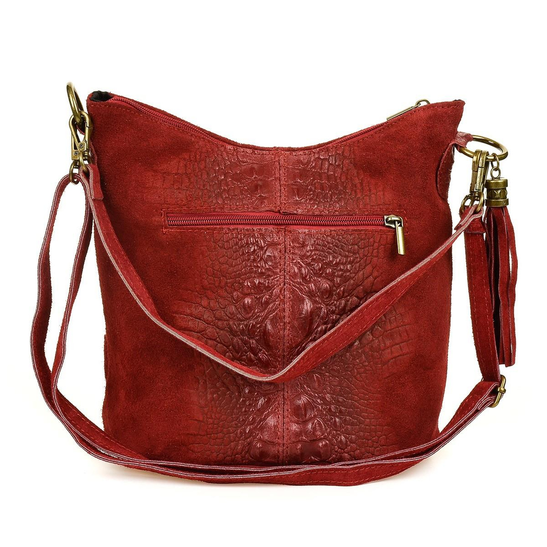 Duża torba damska skórzana bordowa listonoszka czerwony | Torebki ...