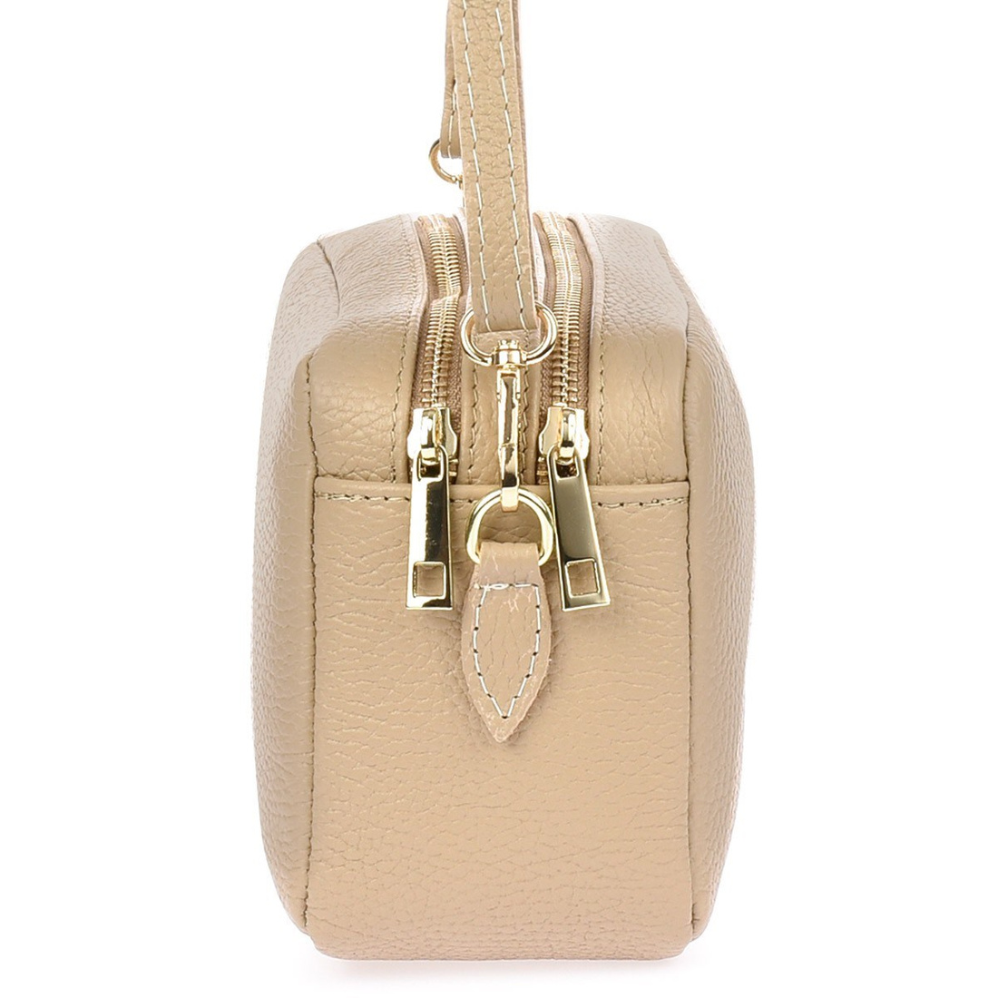 Mała torebka damska na ramię - skóra beżowa brązowy, beżowy | Torebki ...