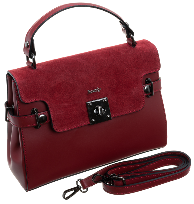 Rovicky klasyczna skórzana torebka kuferek pasek bordowy | Torebki ...